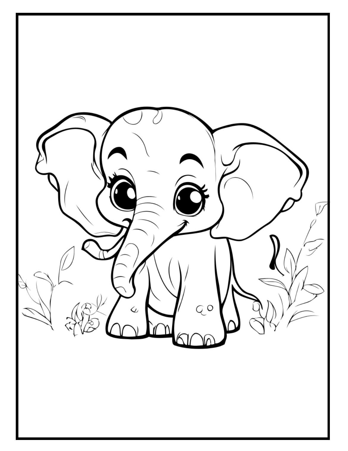 Elephant Print Out Coloring Pages - Etsy