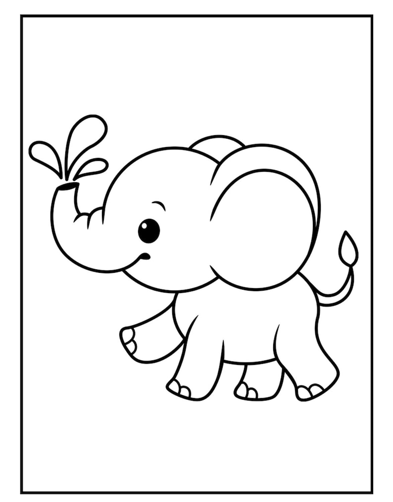 Large Elephant Printable Coloring Sheets Easy and Bold Craft Cut Outs ...