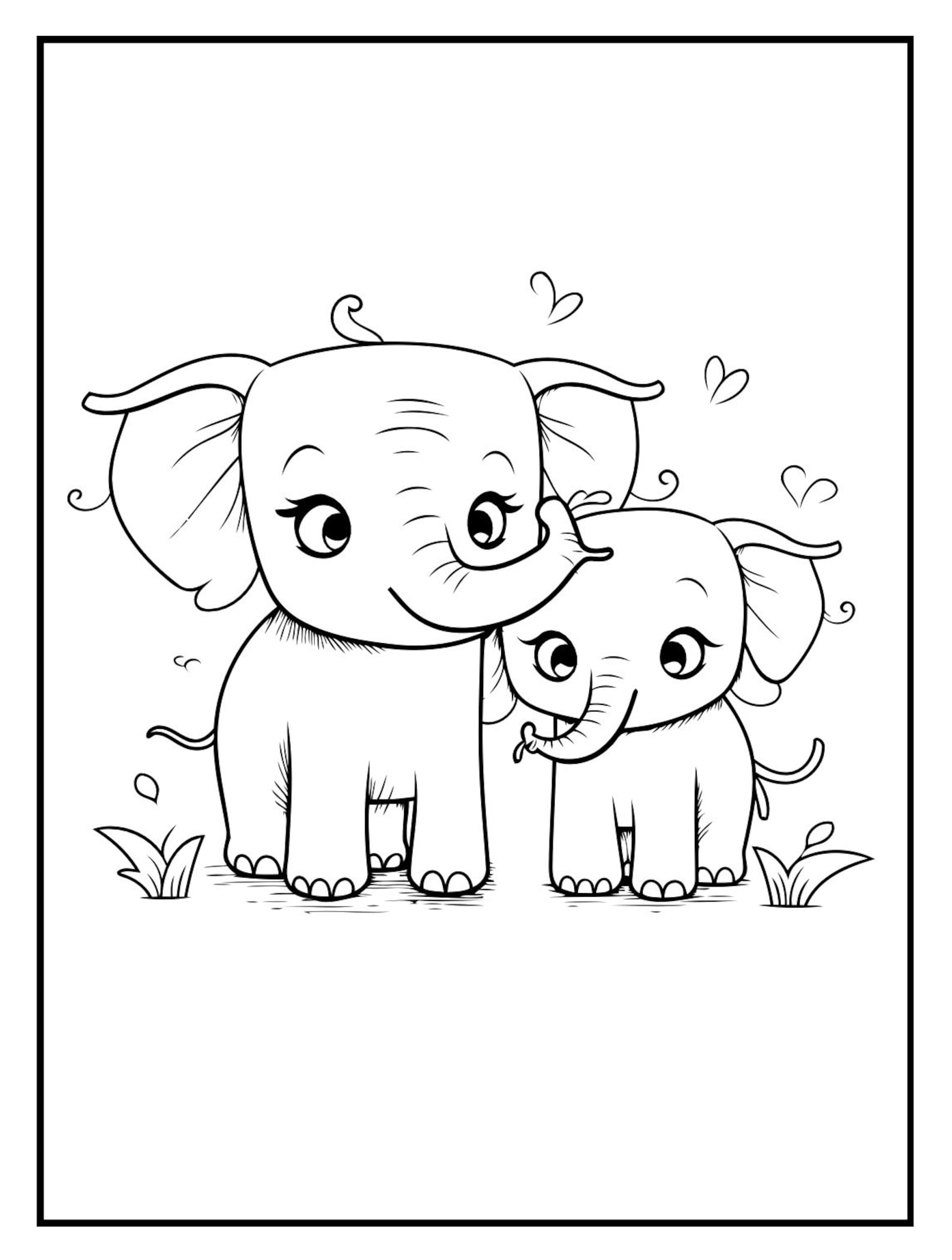 Elephant Print Out Coloring Pages - Etsy