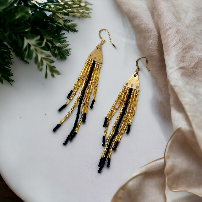 Art Deco Delicate Glam Seed Bead Fringe Earrings - Etsy