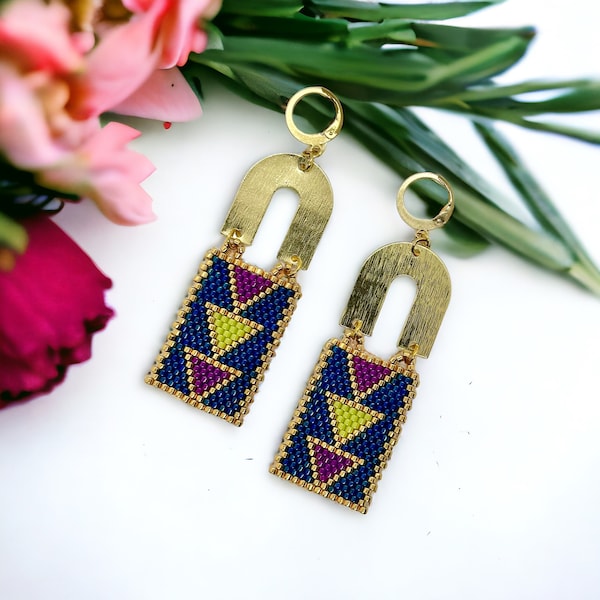 Boho Multi-color Hoop Seed Bead Earrings - Etsy