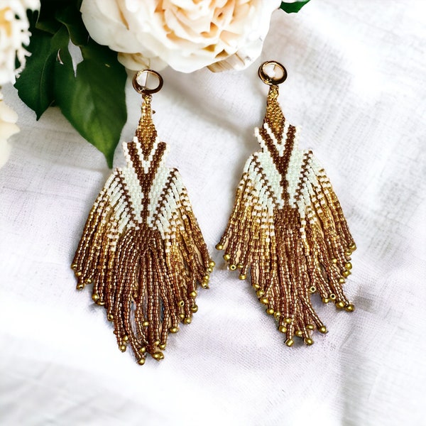 Boho Multi-color Hoop Seed Bead Earrings - Etsy