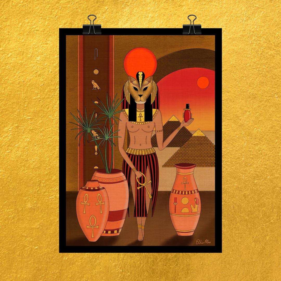 Goddess Sekhmet Art Print - Egyptian Mythology Wall Art, Lioness ...
