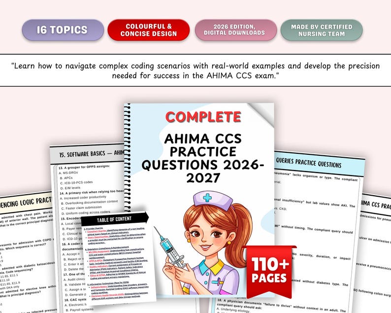 AHIMA CCS Exam Practice Questions 2026-2027 | Coding Study Guide ...