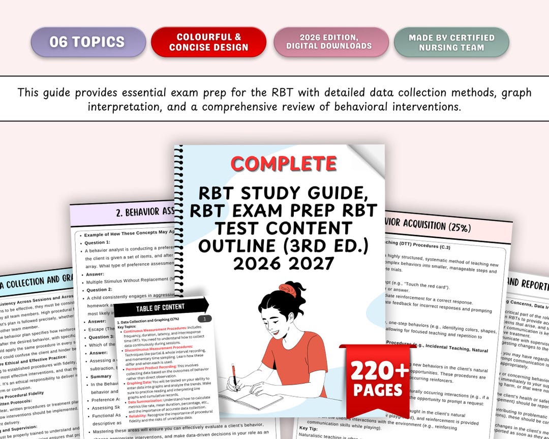 RBT Exam Study Guide 2026-2027, ABA Printable, Task List (3rd Ed ...