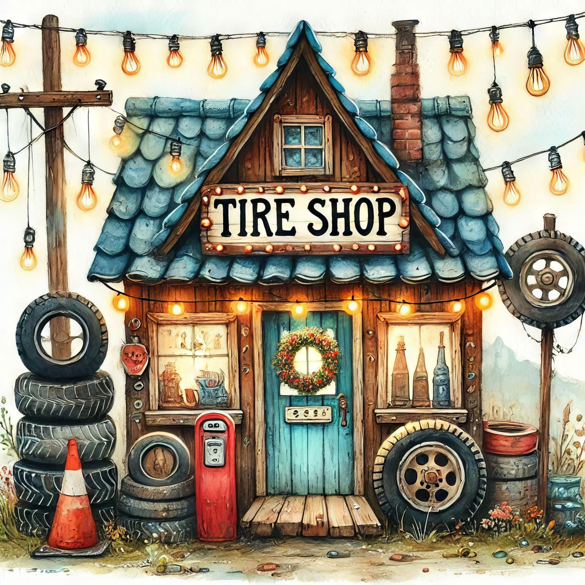 Tire Shop: Clip Art, 10 High Res Watercolor Jpgs, Junk Journaling ...