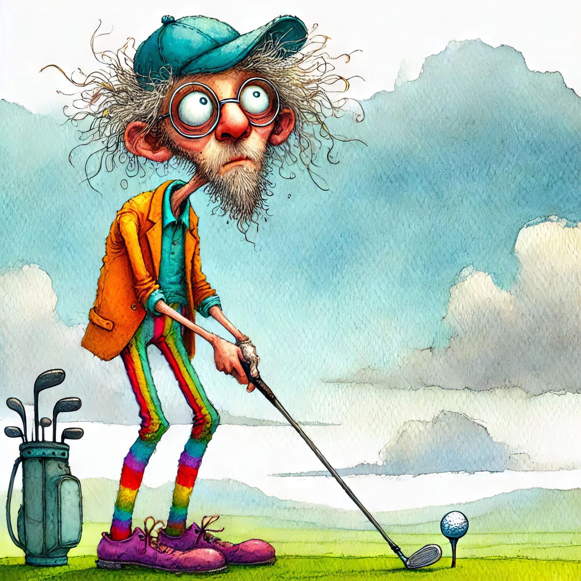 Quirky Golf #2 10 High Res Watercolor Jpgs for Junk Journaling ...