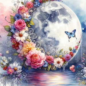 Magical Moon: Clipart Bundle 10 High Res Watercolor Jpgs for Junk ...