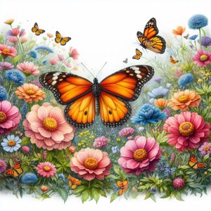 Butterfly Garden Clip Art Bundle 10 High Res Watercolor Jpgs for Junk ...