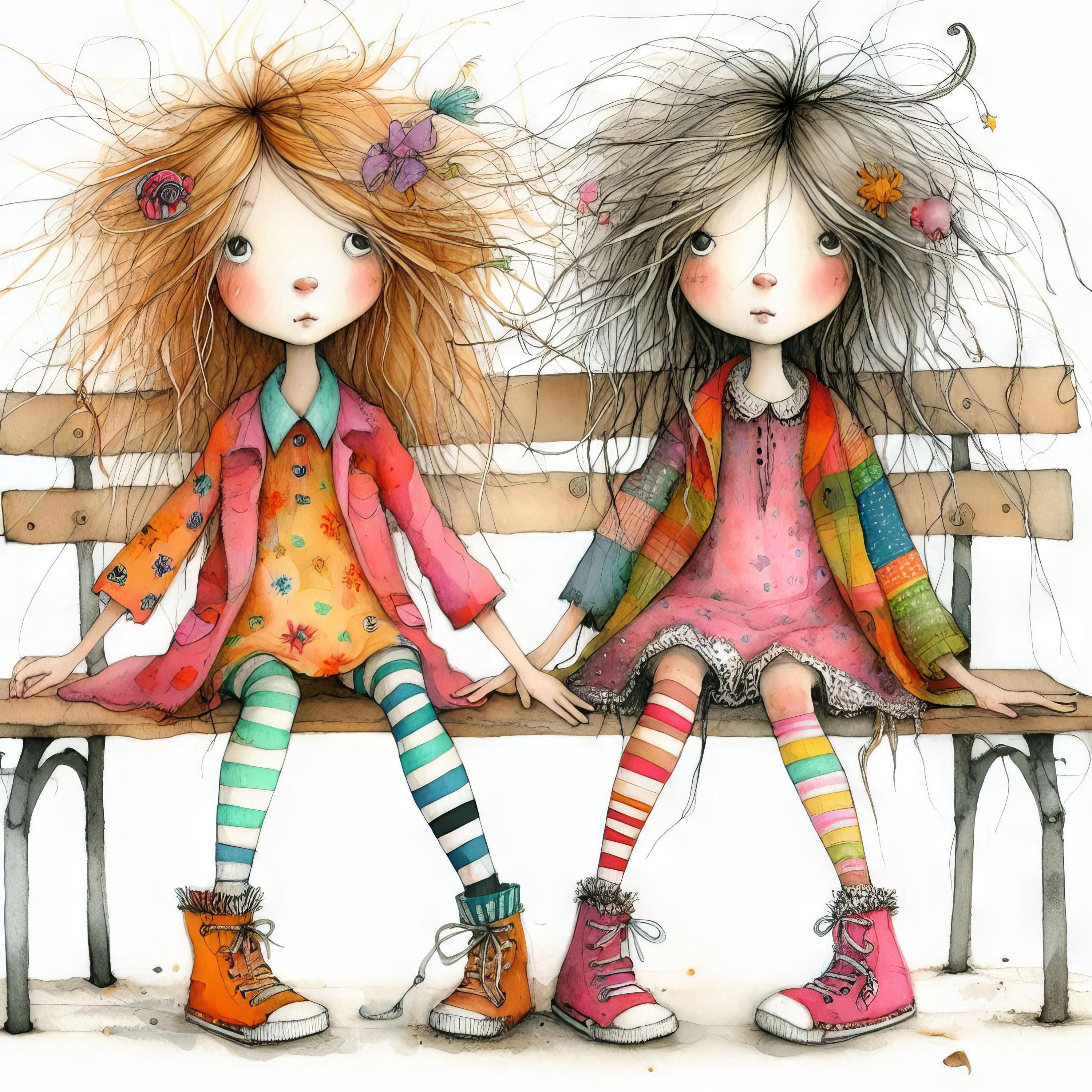 Quirky Friends Clip Art 10 High Res Watercolor Jpgs Junk Journaling ...