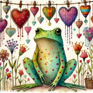 In Love With Frogs Clip Art 10 High Res Watercolor Jpgs Junk Journaling ...