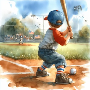 Batter Up! : Clip Art, 10 High Res Watercolor Jpgs, Junk Journaling ...