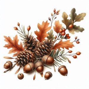 Fall Cluster Clipart 10 High Res Watercolor Jpgs for Junk Journaling ...