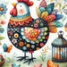Calico Chickens Clip Art Kit 10 High Res Watercolor Jpgs for Junk ...