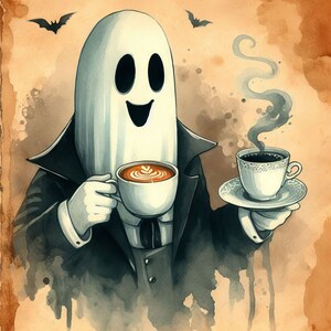 Ghost and Coffee: Clip Art Bundle 10 High Res Watercolor Jpgs Junk ...