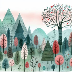 Whimsical Trees Clip Art Bundle 10 High Res Watercolor Jpgs Junk ...