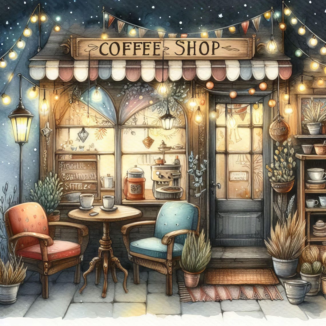 Coffee Shop: Clip Art, 10 High Res Watercolor Jpgs, Junk Journaling ...