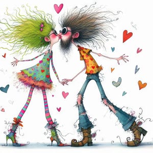 Quirky Love: Clip Art 10 High Res Watercolor Jpgs Junk Journaling, Card ...