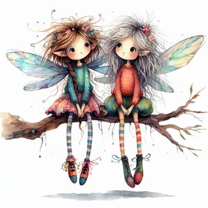 Quirky Magical Fairy Friends: 10 High Res Watercolor Jpgs, Junk ...