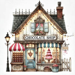 Chocolate Shop Clip Art 10 High Res Watercolor Jpgs Junk Journaling ...