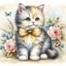 Kitten With Yellow Bow Clip Art Bundle 10 High Res Watercolor Jpgs for ...