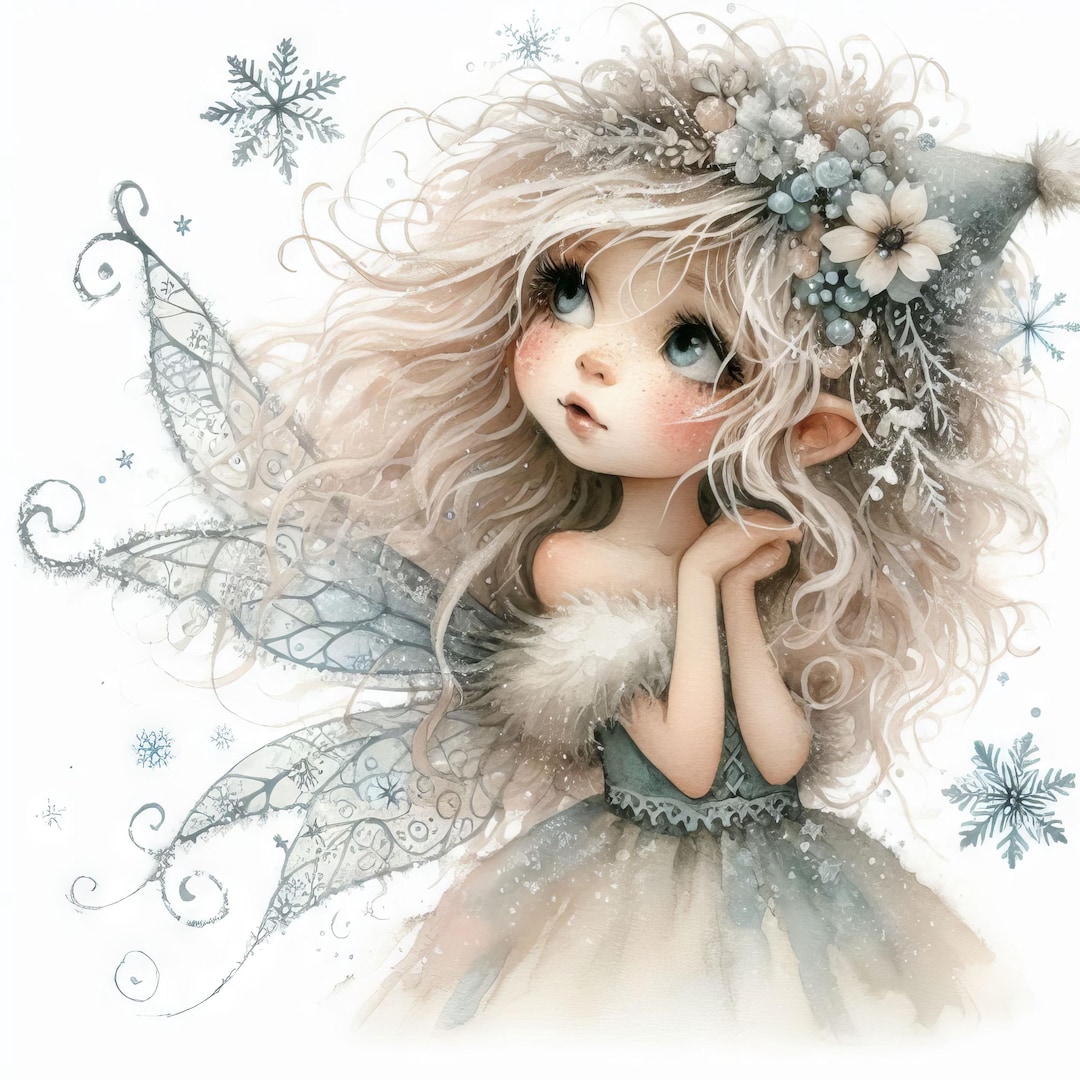 Snowflake Fairy Princess Clip Art 10 High Res Watercolor Jpgs Junk ...