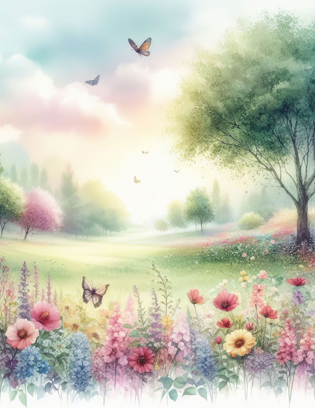 Pastel Meadow 10 High Res Watercolor Jpgs for Junk Journaling ...