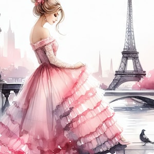 Paris in Pink Clip Art Kit 10 High Res Watercolor Jpgs for Junk ...