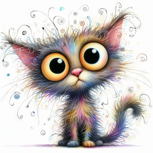 Frazzled Cat #2 Clip Art 10 High Res Watercolor Jpgs for Junk ...