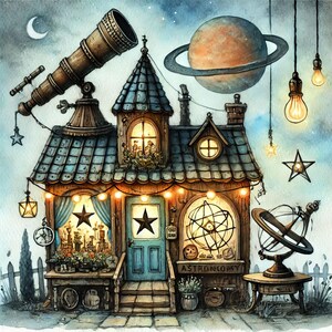Astronomy Shop: 10 High Res Watercolor Jpgs. Junk Journaling ...