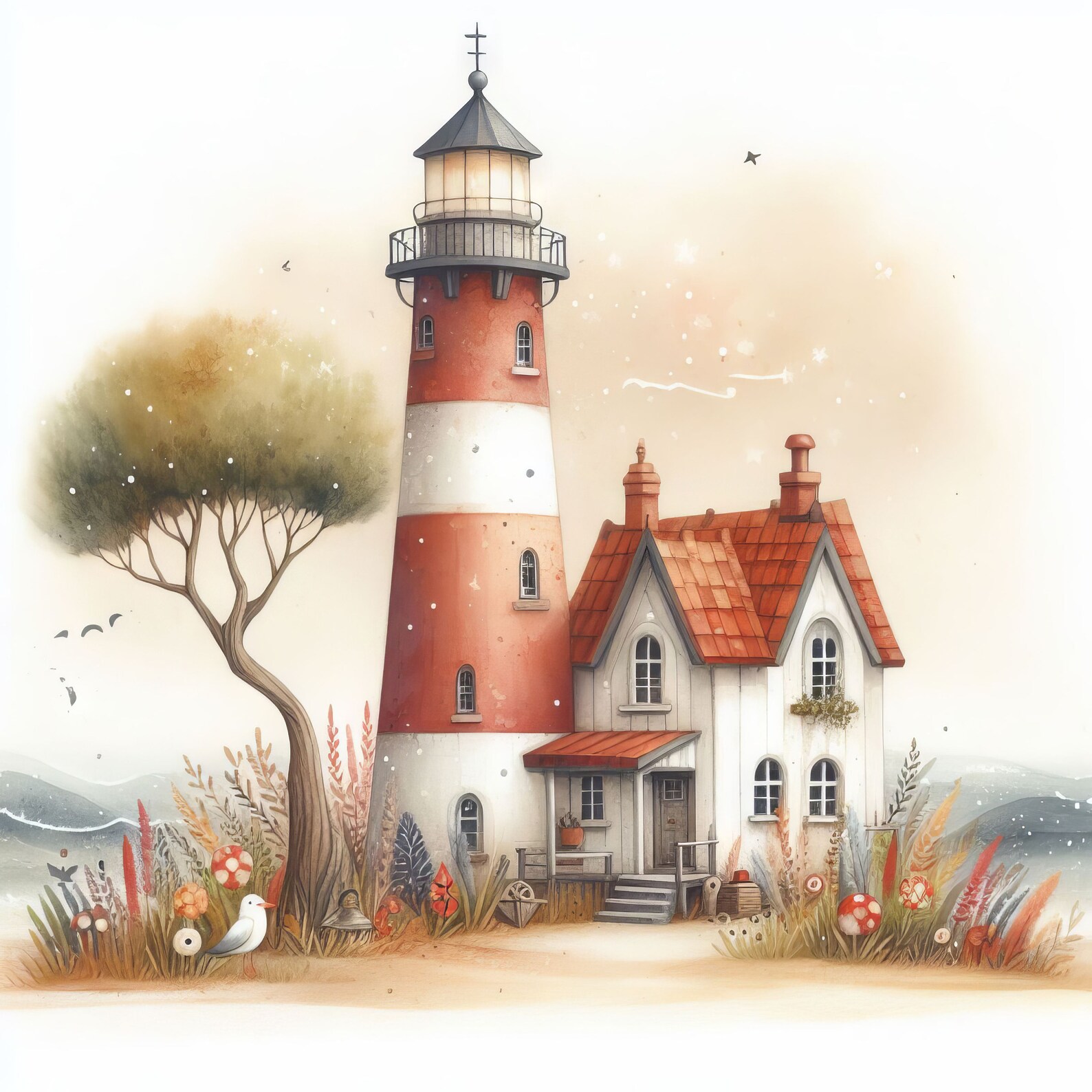 Whimsical Lighthouse: Clip Art Kit 10 High Res Watercolor Jpgs for Junk ...