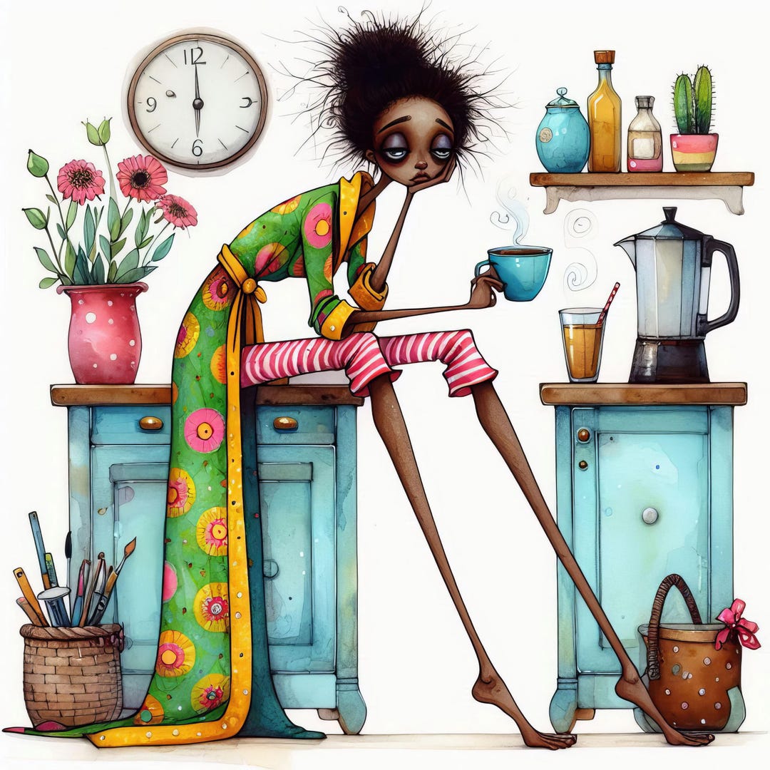 Quirky Morning Coffee#3: 10 High Res Watercolor Jpgs Junk Journaling ...