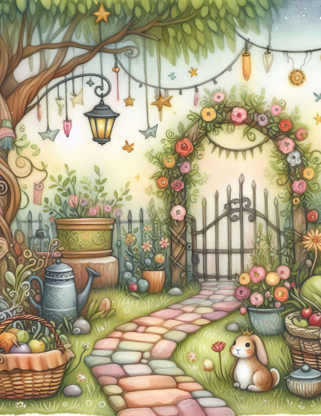 Fantasy Garden Path: Clipart Bundle 10 High Res Watercolor Jpgs for ...