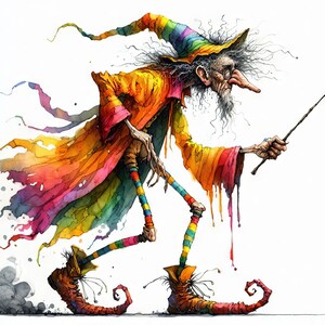 Quirky Wizard: Clip Art, 10 High Res Watercolor Jpgs, Junk Journaling ...