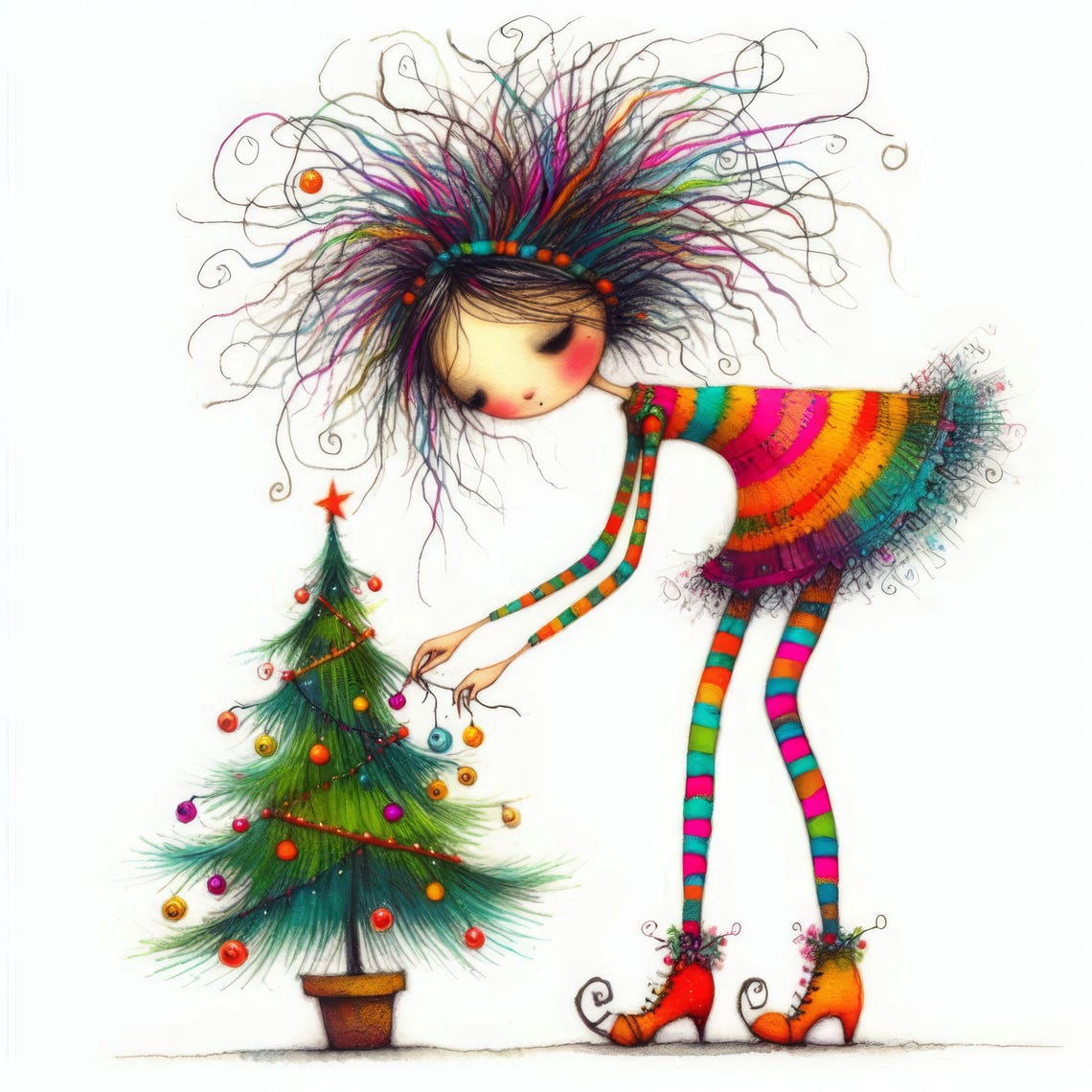 Quirky Tree Decorating: Clip Art, 10 High Res Watercolor Jpgs, Junk ...