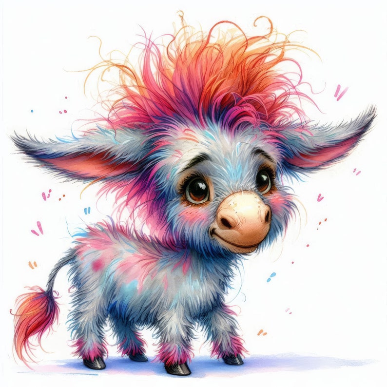 Quirky Little Donkey: Clip Art, 10 High Res Watercolor Jpgs, Junk ...