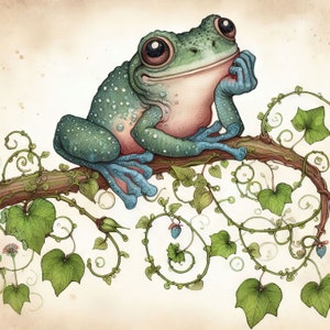 Whimsical Frog Clip Art 10 High Res Watercolor Jpgs for Junk Journaling ...