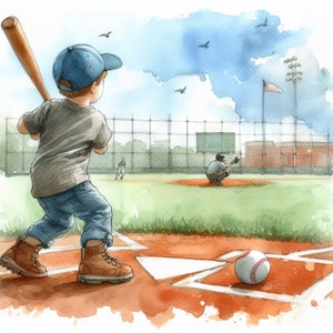 Batter Up! : Clip Art, 10 High Res Watercolor Jpgs, Junk Journaling ...