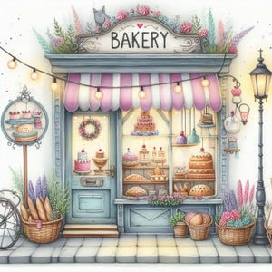 Bakery Shop Clip Art 10 High Res Watercolor Jpgs Junk Journaling ...