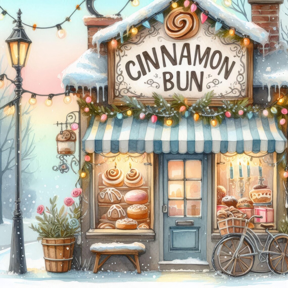 Cinnamon Bun Shop: 10 High Res Watercolor Jpgs, Junk Journaling ...