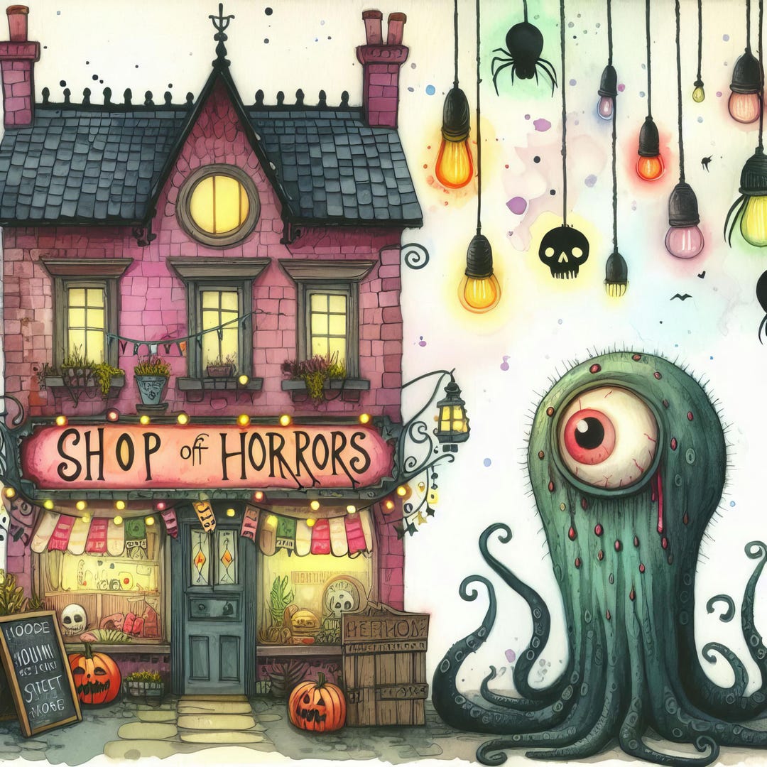 Shop of Horrors 10 High Res Watercolor Jpgs Junk Journaling ...