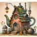 Whimsical Teapot House Clip Art 10 High Res Watercolor Jpgs for Junk ...