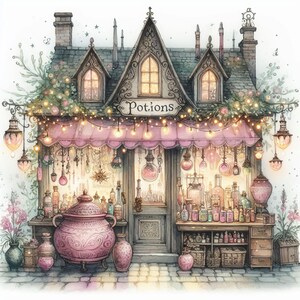 Magical Potions Shop Clip Art 10 High Res Watercolor Jpgs Junk ...