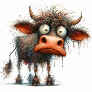 Frazzled Cow Clip Art 10 High Res Watercolor Jpgs for Junk Journaling ...