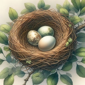 Bird's Nest With Eggs Clip Art Bundle 10 High Res Watercolor Jpgs for ...