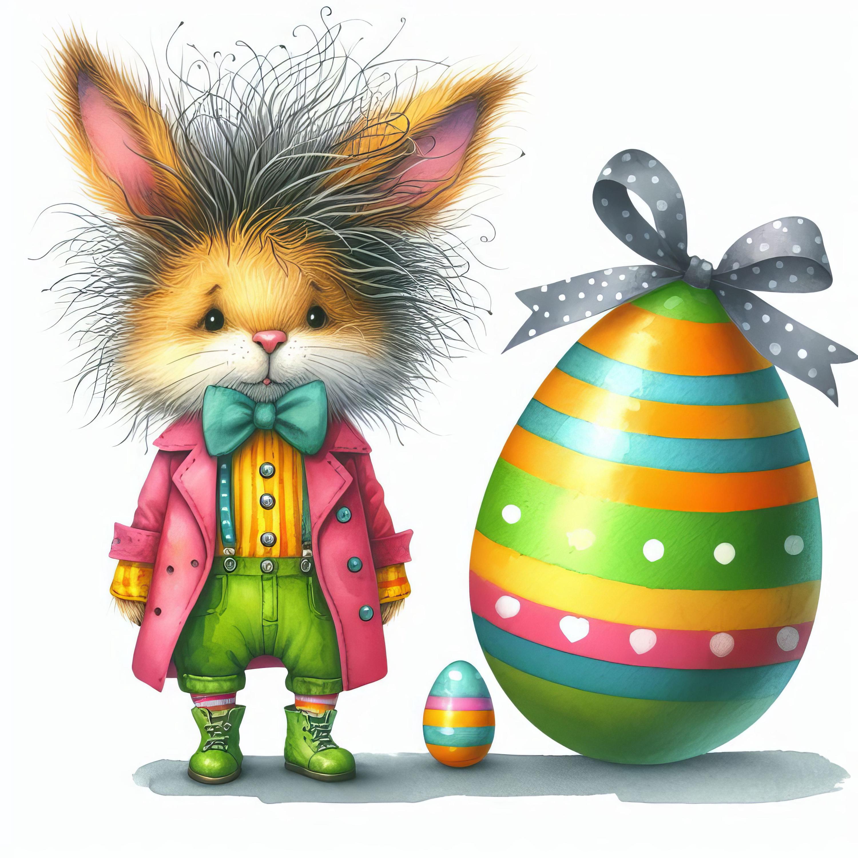 Quirky Easter Bunny: 10 High Res Watercolor Jpgs, Junk Journaling ...