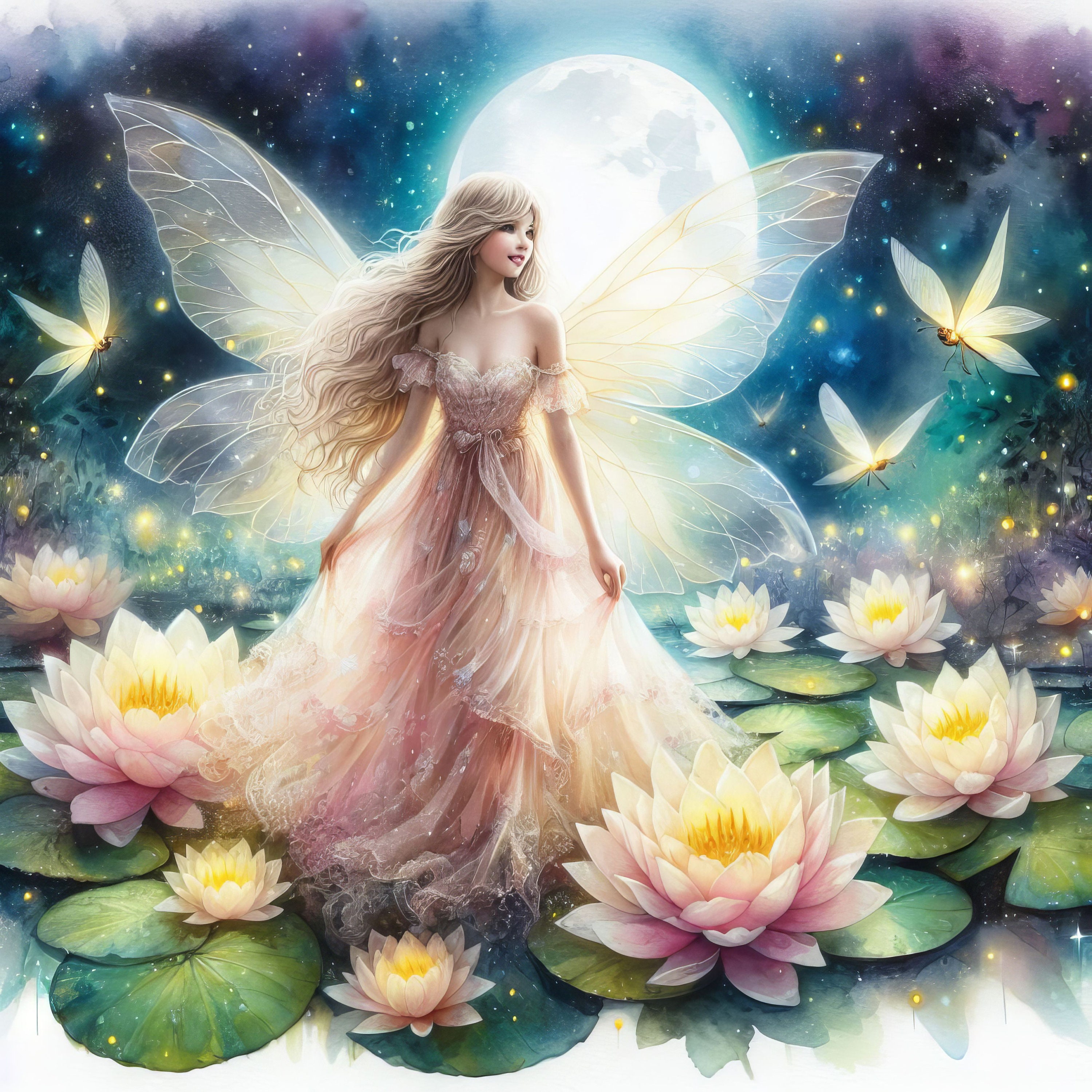 Night Fairy Clip Art 10 High Res Watercolor Jpgs for Junk Journaling ...