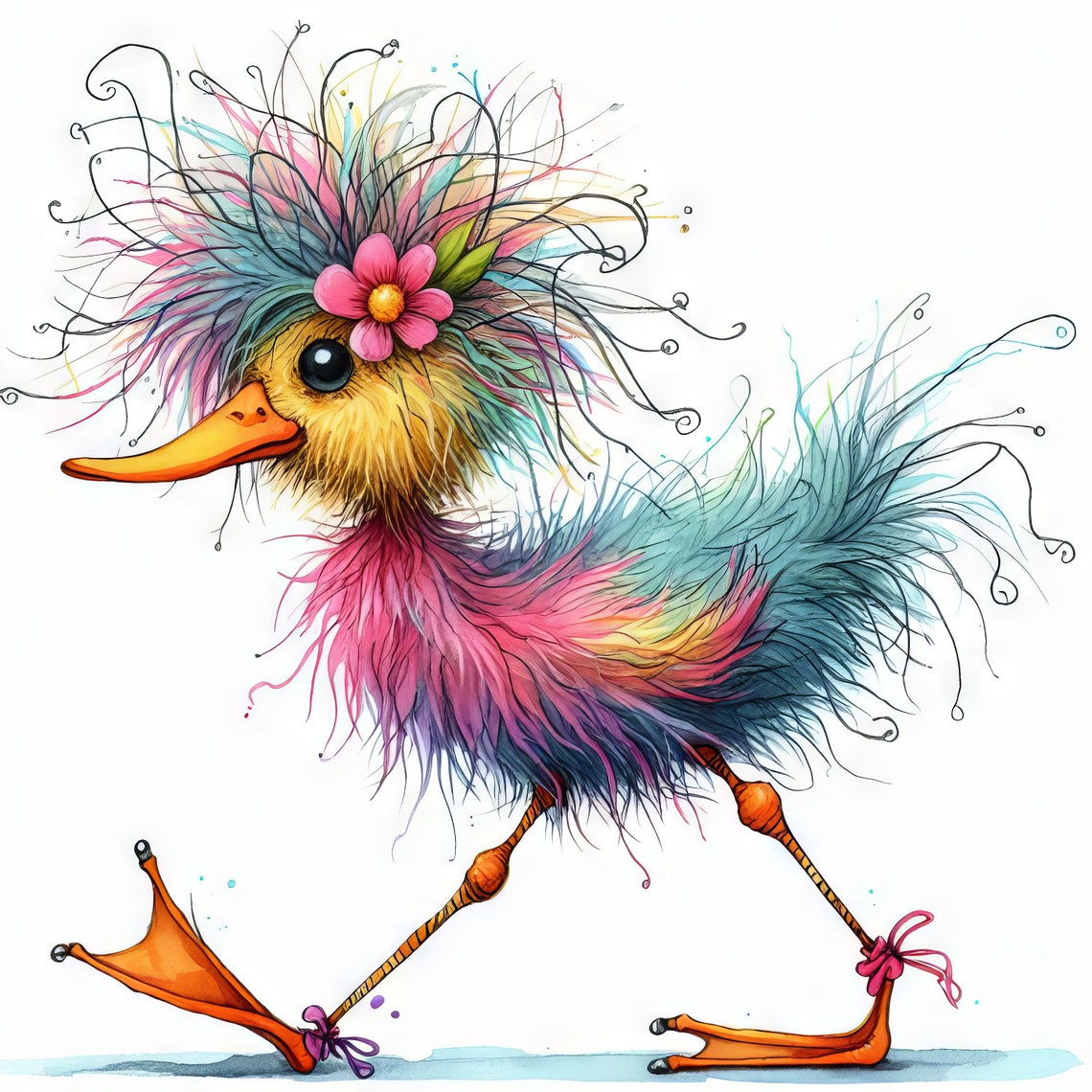 Frazzled Duck: Clip Art, 10 High Res Watercolor Jpgs, Junk Journaling ...
