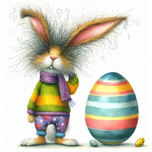 Quirky Easter Bunny 10 High Res Watercolor Jpgs for Junk Journaling ...