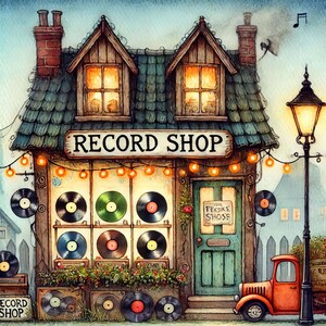 Record Shop: 10 High Res Watercolor Jpgs Junk Journaling, Scrapbooking ...